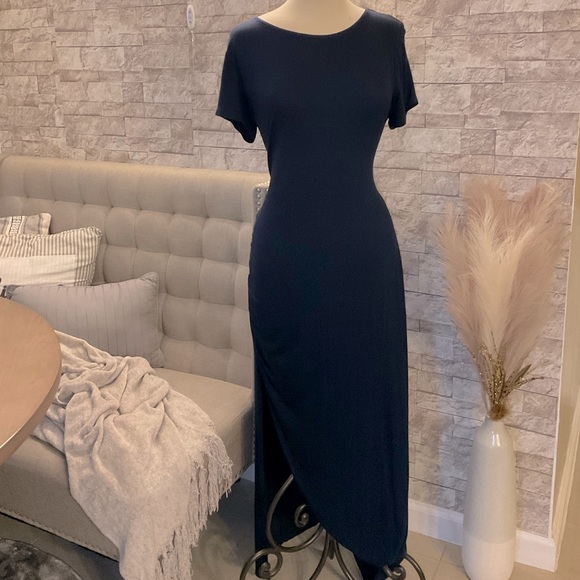 Espresso | Dresses | Navy Blue Ruched Maxi Dress | Poshmark